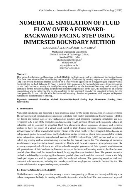 Pdf Numerical Simulation Of Fluid Flow Over A · Backward Facing