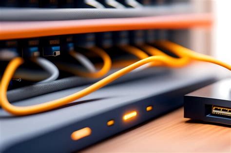 Premium AI Image Network Cables Connected To Router