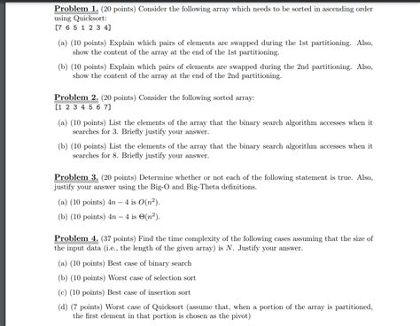 Solved Problem Points Consider The Following Array Chegg
