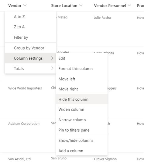 Show Or Hide Columns In A List Or Library Microsoft Support