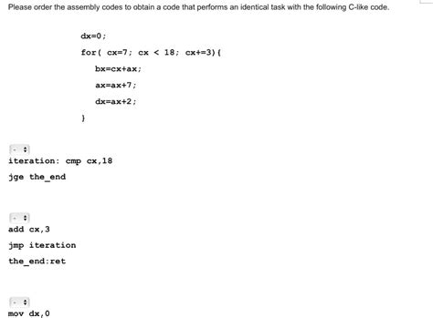 Solved Please Order The Assembly Codes To Obtain A Code That