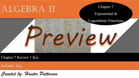 Chapter 7 Review 1 Key Exponential And Logarithmic Functions Tpt