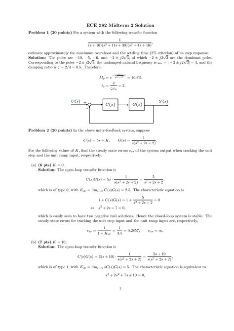 Midterm Exam Solution Feedback System Analysis And Design Ece 38200