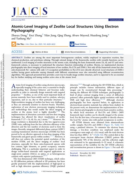 Pdf Atomic Level Imaging Of Zeolite Local Structures Using Electron Ptychography