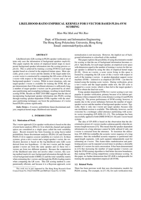 pdf likelihood ratio empirical kernels for i vector based plda svm scoring