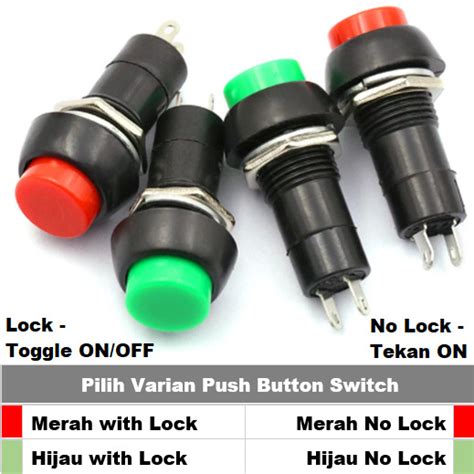 Jual Switch Push ON OFF Self Locking Toggle Button Tombol Saklar Bulat Shopee Indonesia