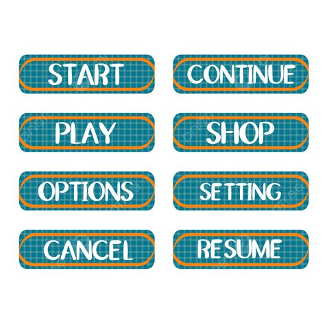 Game Button Frame Set With Green Color Set Cartoon Game PNG And Vector With Transparent