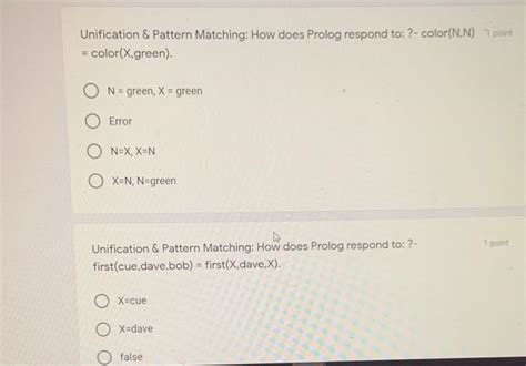 Solved Unification And Pattern Matching How Does Prolog