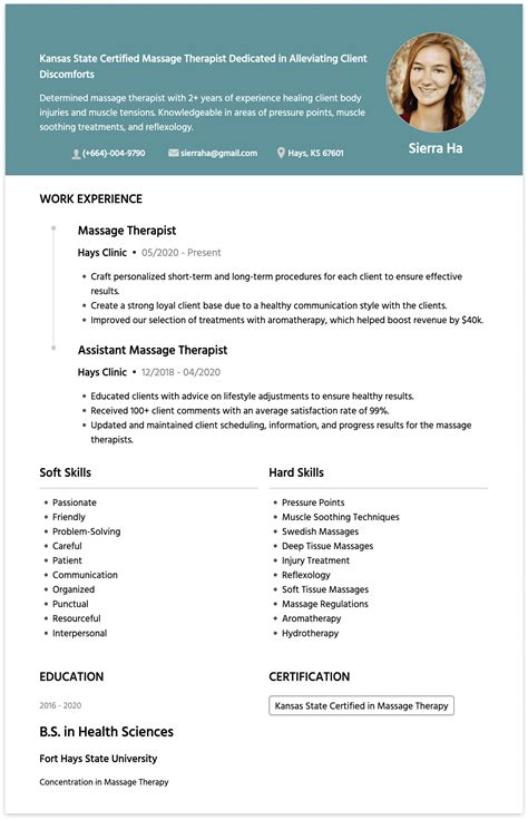 Free Massage Therapist Resume Template Totally Free Printables