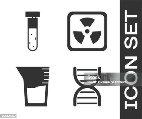 Dna 기호 시험관 및 플라스크 화학 물질 실험실 유리 제품 또는 비커 및 방사성 아이콘을 설정합니다 벡터 0명에 대한 스톡 벡터 아트 및 기타 이미지 Istock