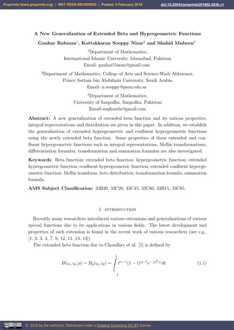 Pdf A New Generalization Of Extended Beta And Hypergeometric Functions