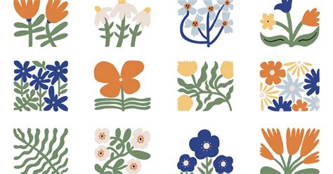 12 Organic Matisse Flower Objects Ft Organic And Flower Envato