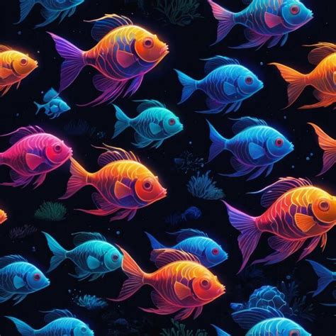 Neon Fish In Neon Colors Premium Ai Generated Image