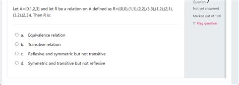 Solved Question Let A 0 1 2 3 And Let R Chegg Com