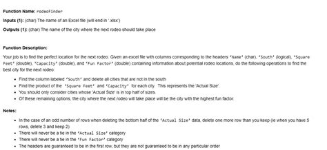 SOLVED Texts Matlab Please Function Name RodeoFinder Inputs 1