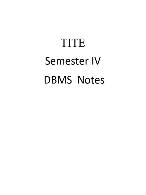 Dbms Notes Sem 4 Pdf