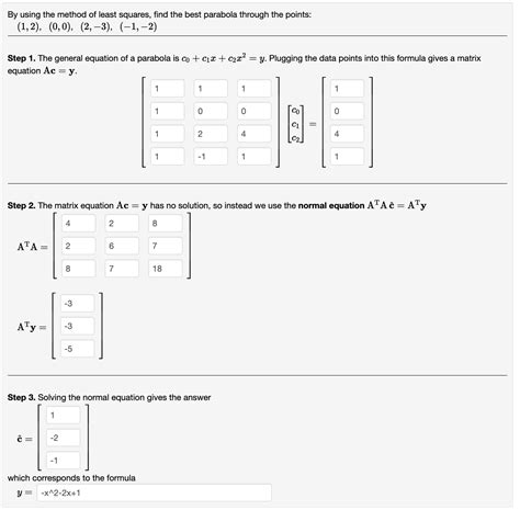 by using the method of least squares find the best
