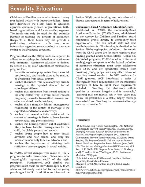 FY2009 Sex Ed Abstinence Fact Sheet PDF