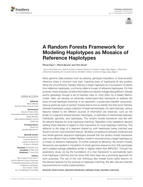 pdf a random forests framework for modeling haplotypes as mosaics of