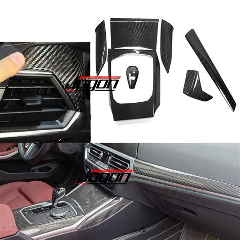 자동차 센터 콘솔 대시보드 사이드 에어 Ac 벤트 기어 패널 트림 리얼 탄소 섬유 Bmw 3 4 시리즈 G20 G21 G22