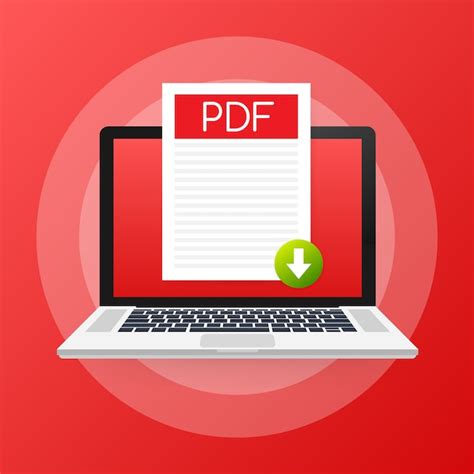 Premium Vector Download Pdf Button On Laptop Screen Downloading Document Concept File With