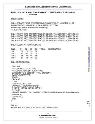 Database Management Systems Lab Manual PDF