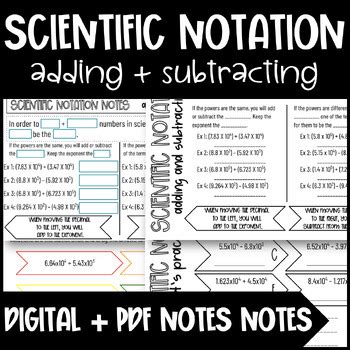 Adding Subtracting Scientific Notation Digital PDF Notes TPT