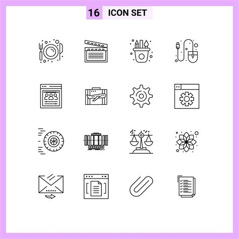 16 User Interface Outline Pack Of Modern Signs And Symbols Of Organization Page Mouse Usa
