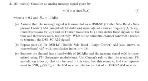 solved 3 [20 points] consider an analog message signal