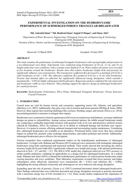 Pdf Experimental Investigation On The Hydrodynamic Performance Of