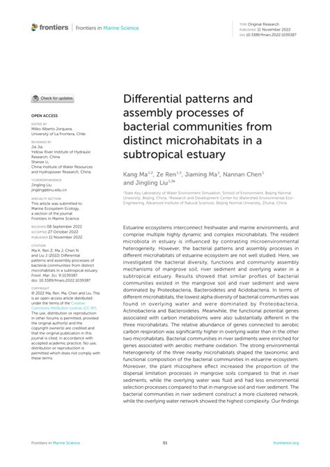 Pdf Differential Patterns And Assembly Processes Of Bacterial Communities From Distinct