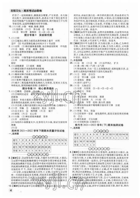 2023年期末考试必刷卷七年级生物下册人教版河南专版答案——青夏教育精英家教网——