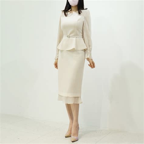 벨티드 시스루 페플럼 블라우스 스커트 투피스 세트 스타일라떼