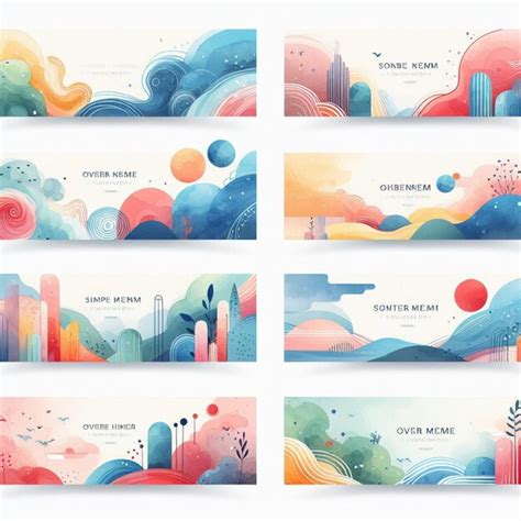 Premium Photo Modern Watercolor Colorful Headers Set Template Design