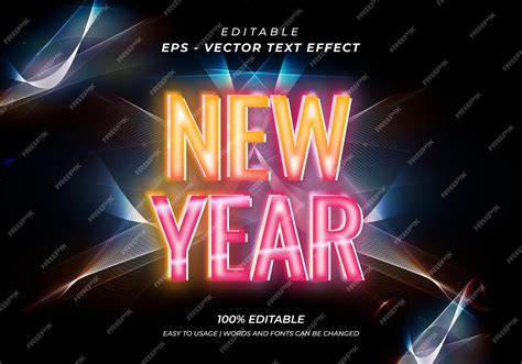 Premium Vector New Year Text Effect With Retro Neon Style