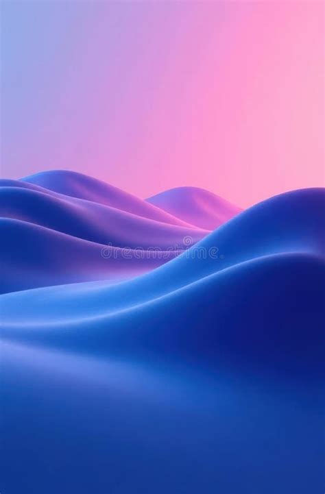 Smooth Blue And Pink Wavy Landscape Creating A Relaxing Atmosphere Stock Illustration
