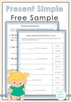 Free Sample 3rd Grade Present Simple Tense Worksheets Simple Present
