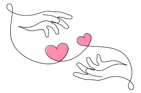 마음으로 손 한 라인 아트 사랑 개념 연속 윤곽 그리기 손으로 그린 로맨스 약혼 및 결혼 상징 편집 가능한 획 정신적 지지에 대한 스톡 벡터 아트 및 기타 이미지 Istock