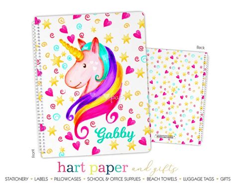 Unicorn Rainbow Personalized Notebook Sketchbook Custom T Etsy