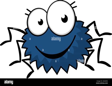 Cute Little Spiky Cartoon Spider With Six Legs Large Googly Eyes And A