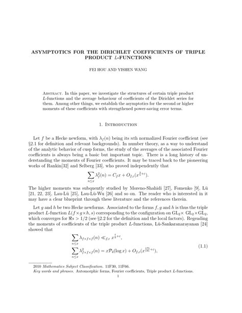 pdf asymptotics for the dirichlet coefficients of triple product l