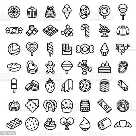 세트 추상 낙서 요소 손으로 그린 컬렉션 달콤한 스케치 벡터 디자인 스타일 배경 사탕 아이스크림 케이크 맛있는 일러스트 만화 아이콘 과일에 대한 스톡 벡터 아트 및 기타