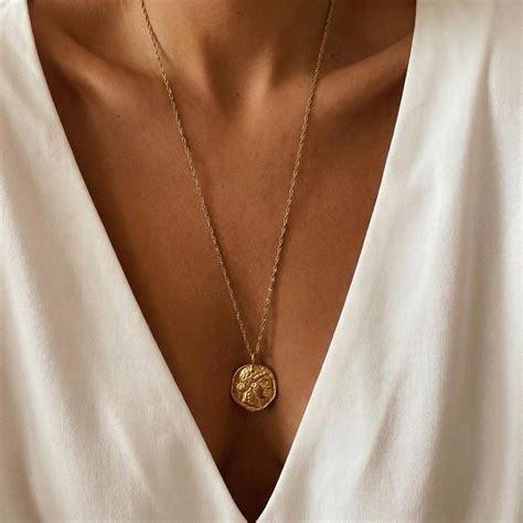 Ancient Greek Coin Pendant Necklace Gold Silver Medallion