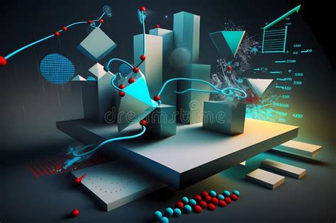 Abstract Presentation Of Graph Chart Pie In 3d Geometric To Represent Business Financial Success