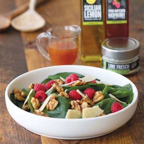 Raspberry Spinach Salad With Balsamic Caramelized Nuts Recipe Seared Living Seared Living