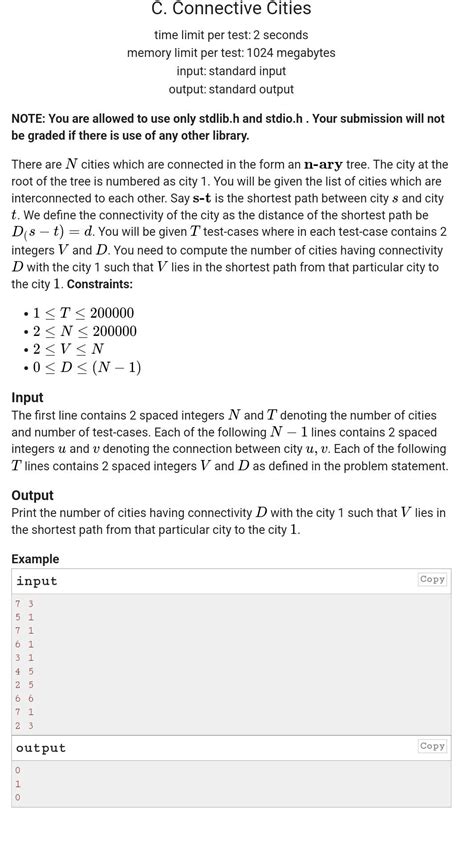 Solved C Connective Cities Time Limit Per Test 2 Seconds