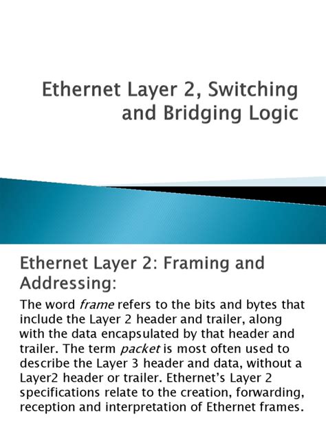 Ethernet Layer 2 Switching And Bridging Logic Lec2 Pdf Ethernet