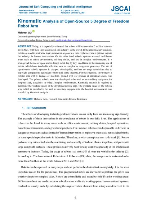 Pdf Kinematic Analysis Of Open Source 5 Dof Robot Arm