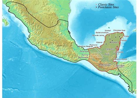 Clipart Of A Map Of The Maya Civilization Showing Various Cities And