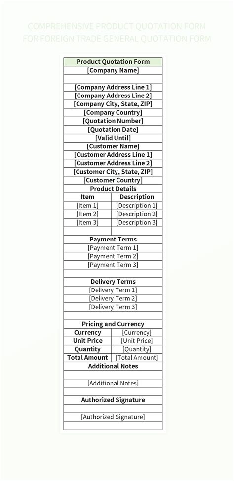Free Foreign Trade Product Quotation Form Templates For Google Sheets And Microsoft Excel